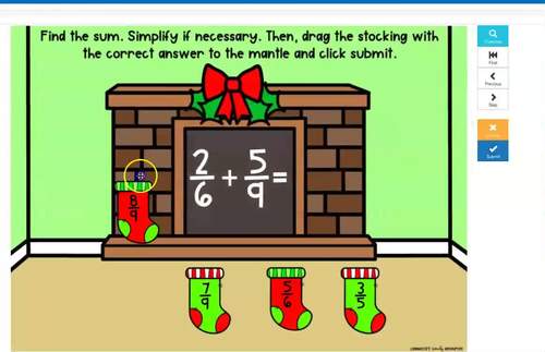 BOOM Cards | Christmas Adding Fractions with Unlike Denominators