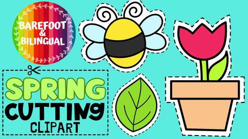 Spring Cutting Practice Clipart | Seasonal Scissors Skills Clipart