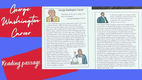 George Washington Carver Reading Comprehension Biography and Activities