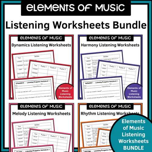 Elements of Music Listening Worksheets Bundle | Middle and High School ...