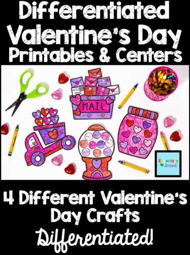 #confetti24 Valentine's Day Math Craft Set Differentiated Addition ...