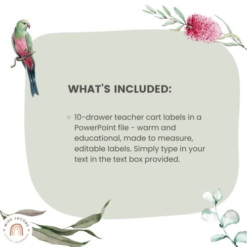 10 Drawer Cart Labels | AUSTRALIANA Teacher Trolley Labels | Editable