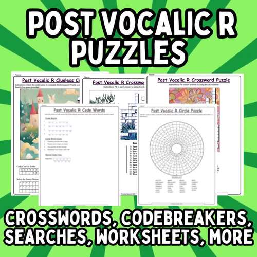 Post Vocalic R Puzzles & Worksheets Articulation Speech Therapy | TPT