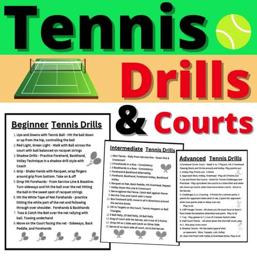 Tennis Drills Unit Coaching Lessons Resource Court Activity Physical ...