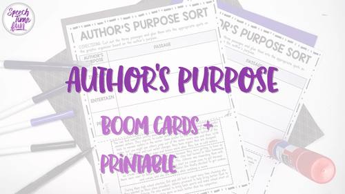 Author's Purpose Boom Cards & Printable by Speech Time Fun | TPT