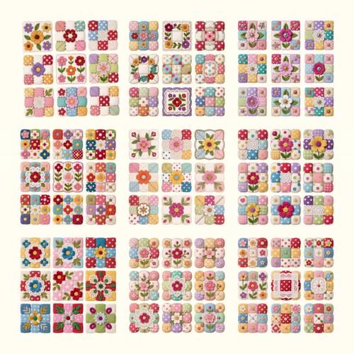 Flower Quilt Block PNG • 10 Digital Clipart Files • Transparent Background