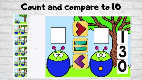 Count and compare numbers to 10 English Google Slides by Recursos Arcoiris