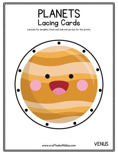 Planets Lacing Cards, Planets Printable, Solar System Fine Motor Activity