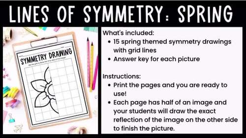Spring and Easter Lines of Symmetry Drawing Activity | Symmetry Art ...