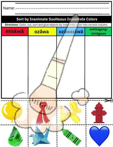 Saulteaux Sort by Inanimate Color No Prep by Two-Spirit Teaching Resources