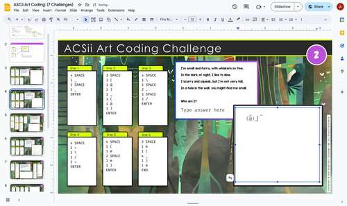 Digital Coding ASCII Text Art Project for Middle School Typing Activities
