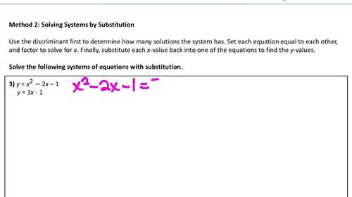 Linear and Quadratic Systems of Equations Guided Notes, Worksheet ...