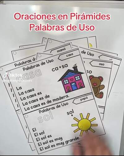 Spanish Pyramid Sentences Palabras de Uso Oraciones en Pirámide set 1 ...