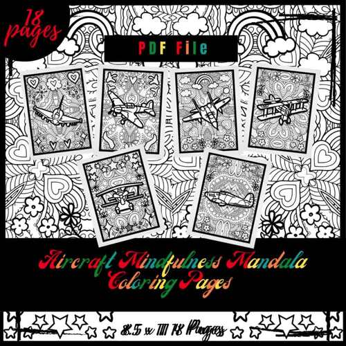 Aircraft Mindfulness Mandala Coloring Pages, Airplanes Coloring ...