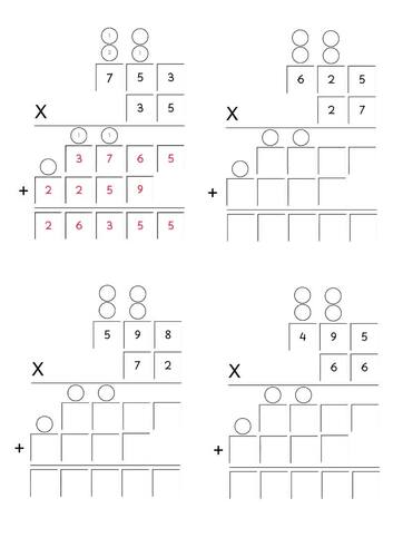 3-Digit BY 2-Digit Multiplication Templates Worksheet/Organizer -With ...