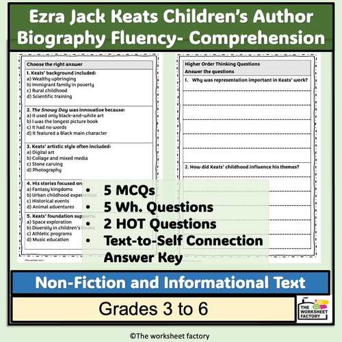 Ezra Jack Keats Children’s Author Biography Fluency- Comprehension ...