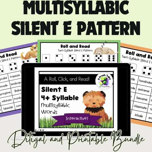 Roll & Read Multisyllabic 4+ Syllable Silent E Words Sentences Digital ...