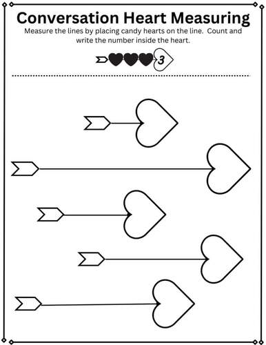Valentine Conversation Candy Heart Math- Number Sense, Measuring ...