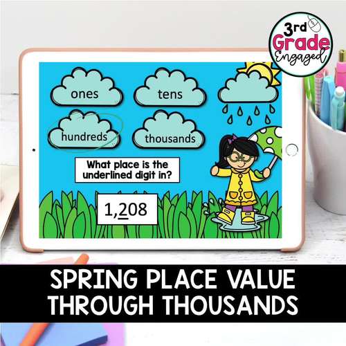 Place Value to Thousands Digital Math Boom Cards by 3rd Grade Engaged
