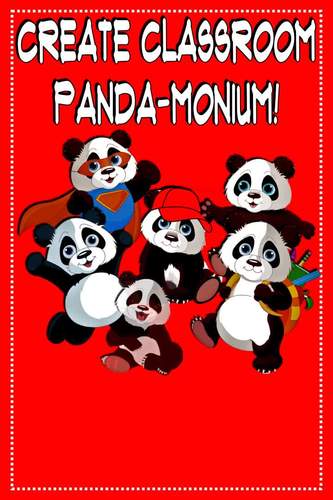 CLASSROOM DECOR BUNDLE Panda Theme Red Black Editable by Barbara Evans