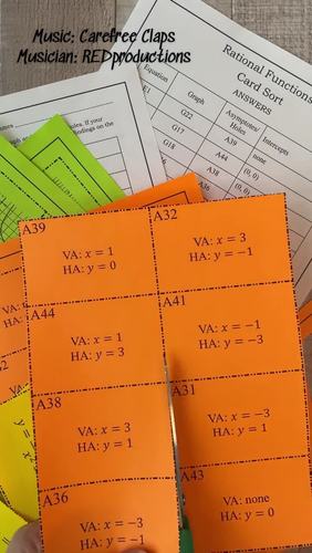 Rational Functions CARD SORT by Hoff Math | TPT