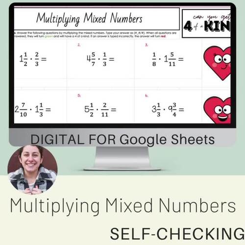 Multiplying Mixed Numbers: 4 of a Kind Activity (Valentines Edition)