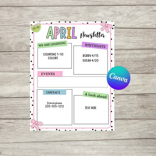 Editable April Newsletter Classroom Template Retro Pastel Easter Spring ...