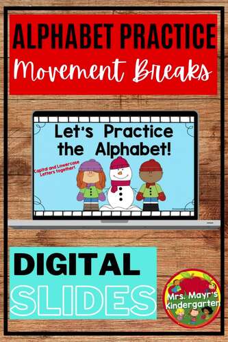 Alphabet Fluency Slides Movement Activity Brain Break Snowman Theme