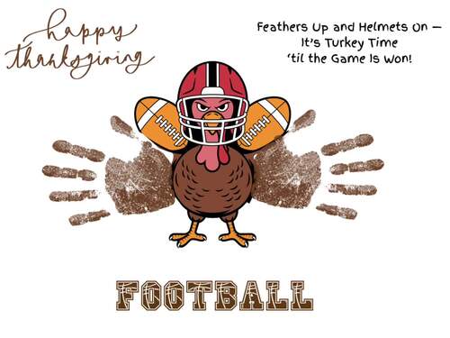 Football Turkey Handprint Craft Thanksgiving Kids Printable Toddler ...