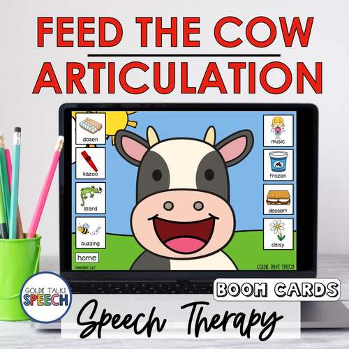 Feed the Cow Articulation Boom Cards | Speech Therapy by GoldieTalks Speech