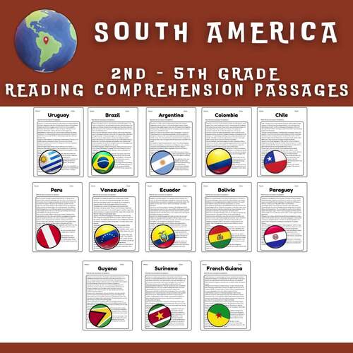 South America Reading Comprehension Passages Worksheets Bundle | TPT