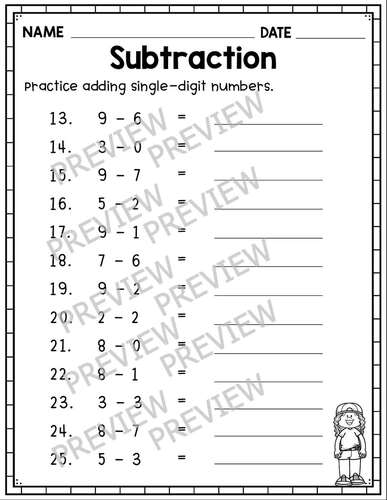 Subtraction Worksheets Bundle | 1-4 Digit Practice & Regrouping (Grades ...