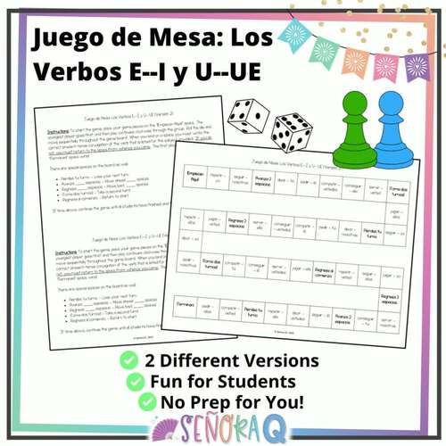 E--I and U--UE Stem Changing Verbs Board Game by SenoraQ | TPT