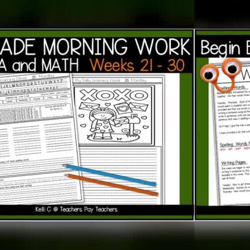 1st Grade Morning Work Daily Practice Math and ELA Spiral Review Week ...
