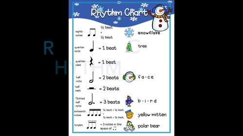 Winter Music Rhythm Flash Cards Warm up Activities 2nd 3rd 4th 5th 6th ...