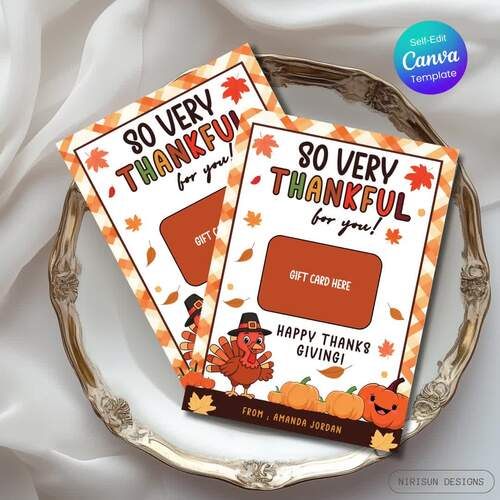 Printable Thanksgiving Gift Card Holder, Editable Teacher Appreciation ...