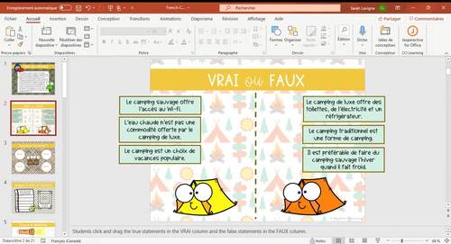 French Camping Digital Activities | L'été by French Toast Lessons