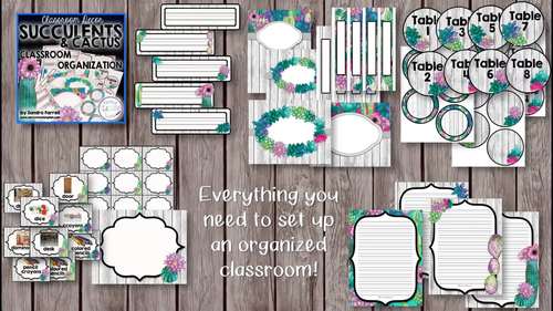 Back to School Classroom Decor SUCCULENTS and CACTUS Classroom Organization