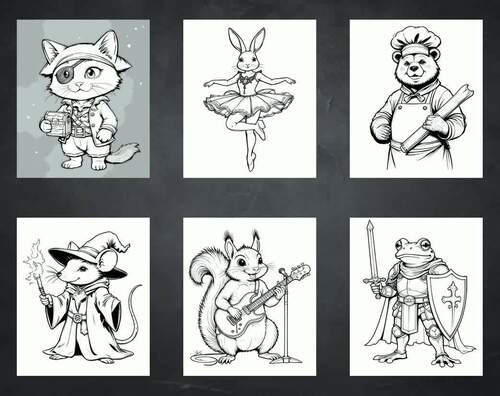 Animals in Costume Coloring Pages – Fun and Adorable Dress-Up Adventure