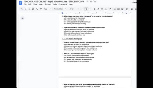 Tennessee SDC Speech Topic 3 Study Guide and Answer Key - PRINT AND GO!