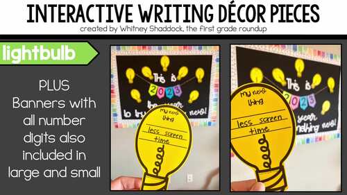 New Years Bulletin Board Set for January With 3 Wording Options | TPT