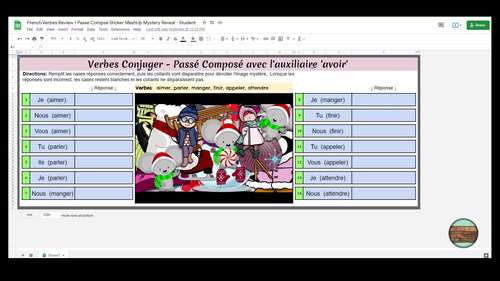 Winter French Verbs Passe Compose Auxiliaire Avoir Review 1 Mystery Reveal