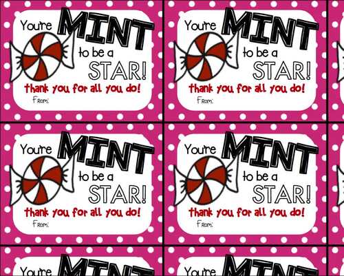 Peppermint Star Candy Teacher (Staff) Appreciation Gift Tag- You're ...