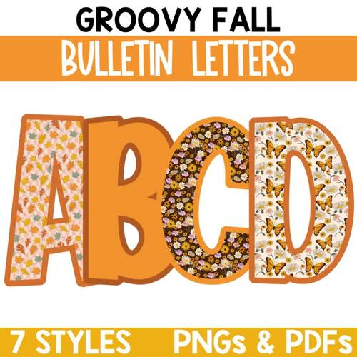 Groovy Fall Bulletin Board Letters / Clipart / Lettering Pack | TPT
