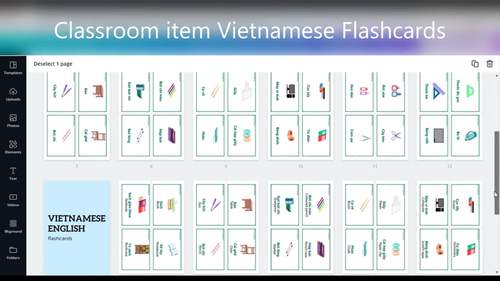 VIETNAMESE stationery FLASH CARD | classroom items vietnamese english ...