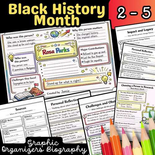 Black History Month Research Graphic Organizer Biography Project Rubric ...