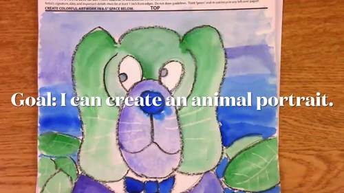 Animal Portraits (watercolor) Square 1 Art Project 1/2 videos | TPT