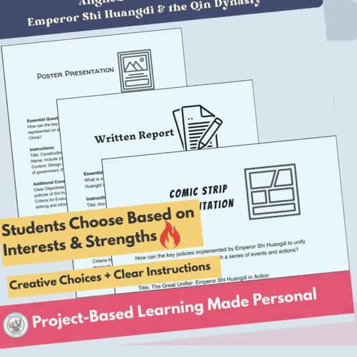 HSS 6.6.5 PBL Choice Board: Emperor Shi Huangdi & the Qin Dynasty ...