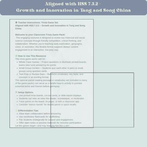 HSS 7.3.2 Growth & Innovation in Tang and Song China, Medieval China ...