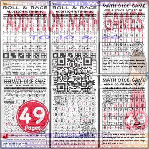 NO PREP Addition Math Games - Fun Addition to 10 & 20 Practice for Fact ...